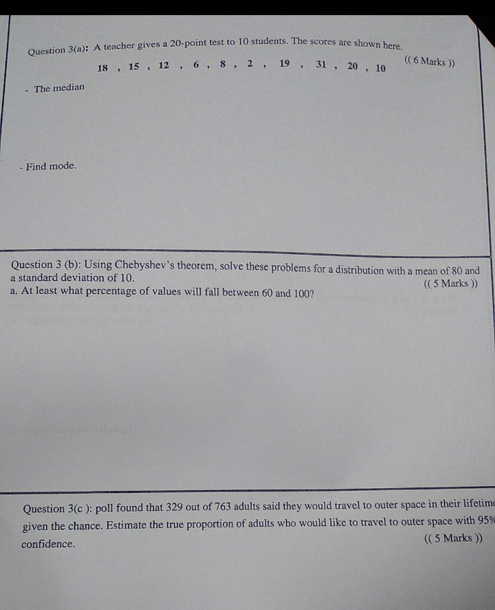 Solved Question 3(a): A teacher gives a 20-point test to 10 | Chegg.com