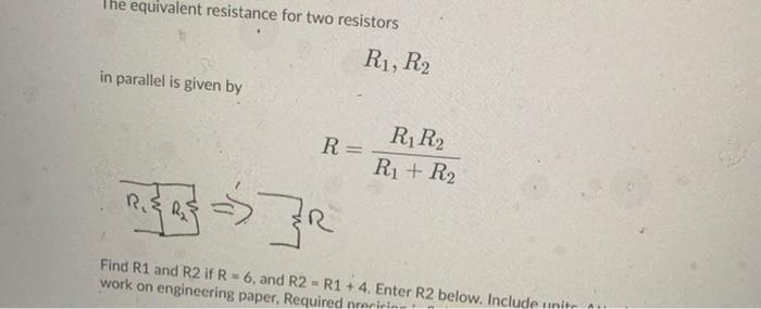 Solved The equivalent resistance for two resistors R1, R2 in | Chegg.com