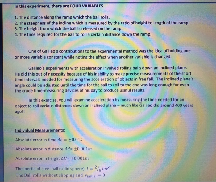 Solved Objective To find the acceleration of the ball | Chegg.com
