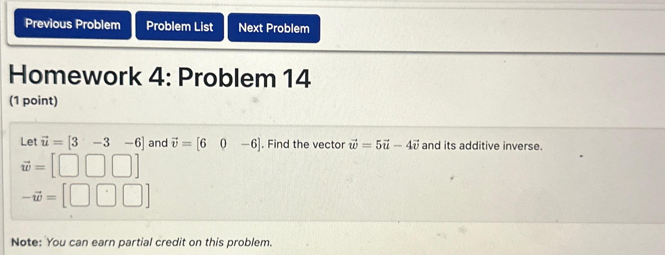 Solved Homework 4: Problem 14(1 ﻿point)Let vec(u)=[3-3-6] | Chegg.com