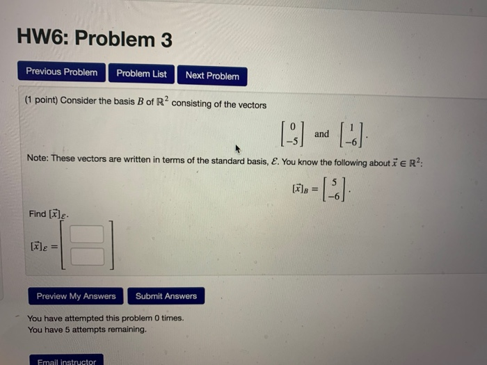Solved HW6: Problem 3 Previous Problem Problem List Next | Chegg.com