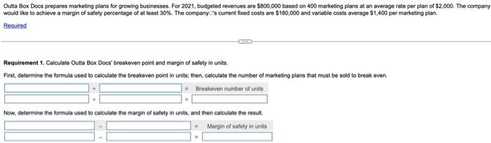 Outta Box Docs prepares marketing plans for growing | Chegg.com