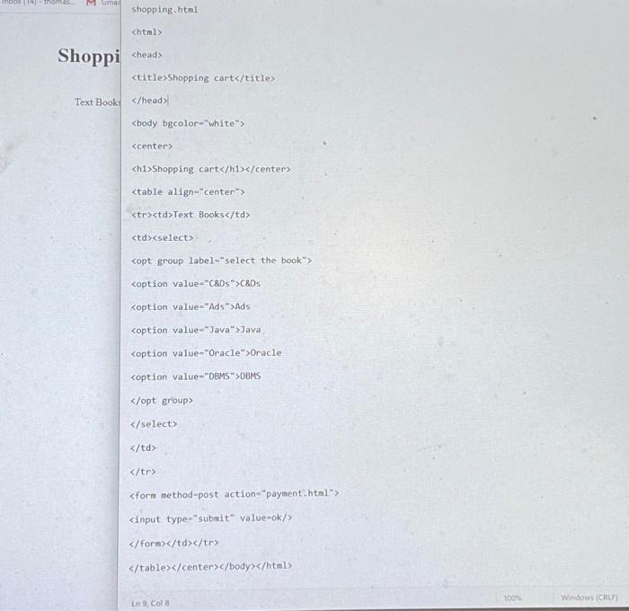 bookstore shopping html output webpage its the | Chegg.com