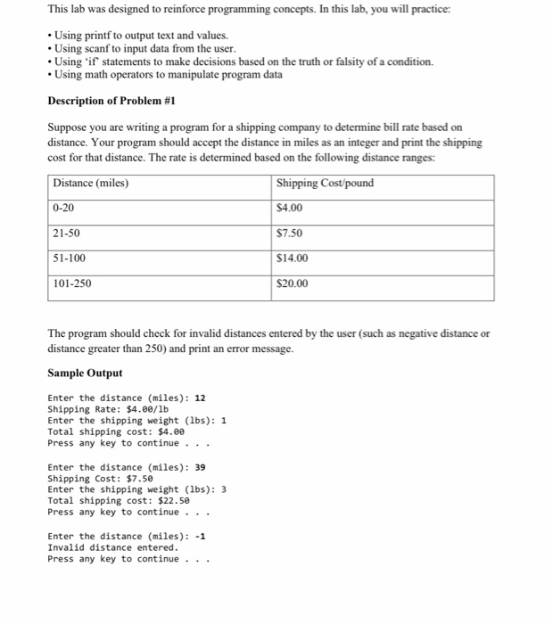 Solved This lab was designed to reinforce programming | Chegg.com