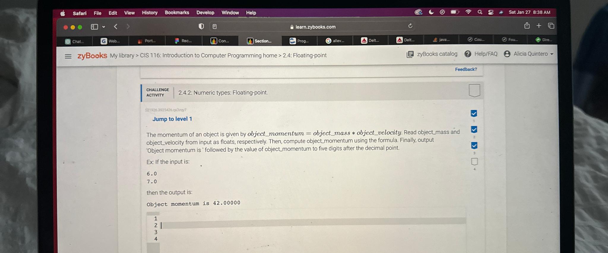 Solved zyBooks My library > ﻿CIS 116: Introduction to | Chegg.com