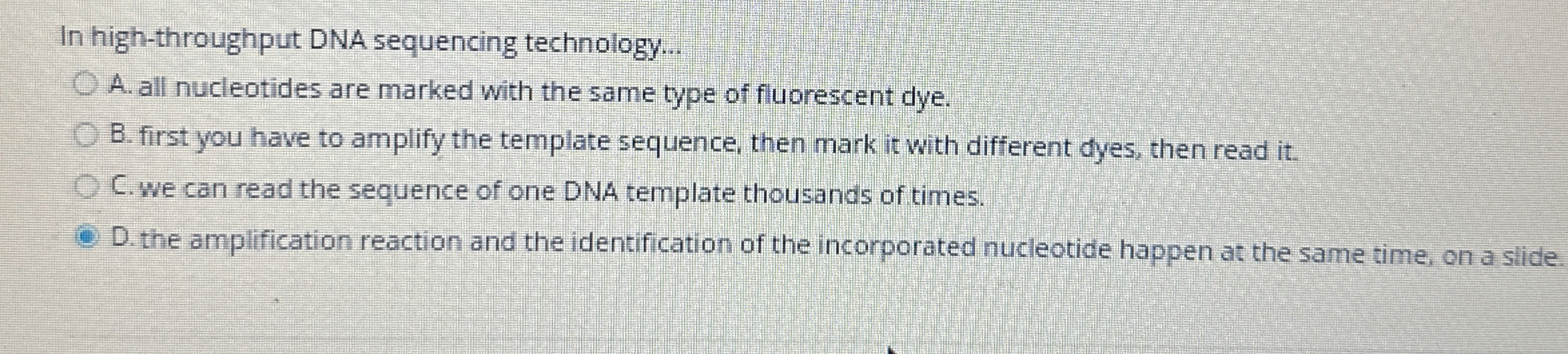High Quality SOLUTION In high-throughput DNA sequencing technology...A. | Chegg.com