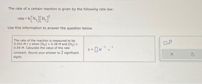 Solved The rate of a certain reaction is given by the | Chegg.com