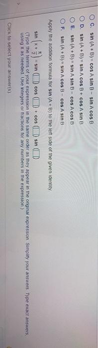 Solved Use an addition formula to derive the identity. TT | Chegg.com