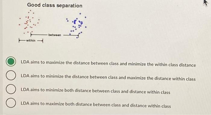 Good class separation within between LDA aims to | Chegg.com