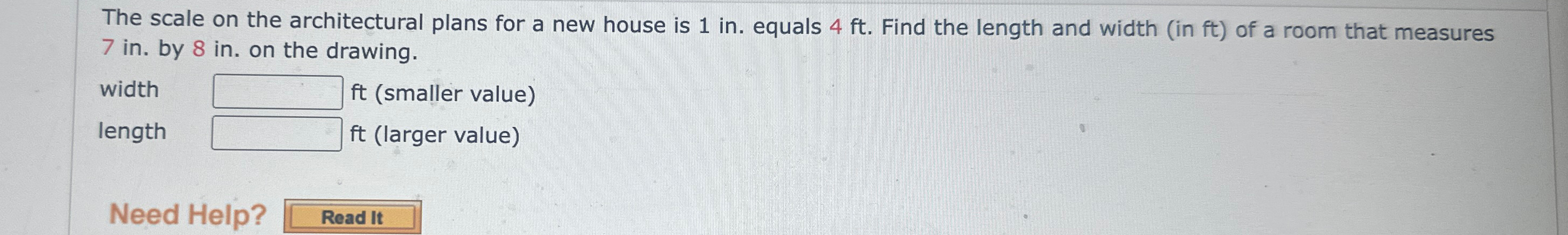 Solved The scale on the architectural plans for a new house | Chegg.com