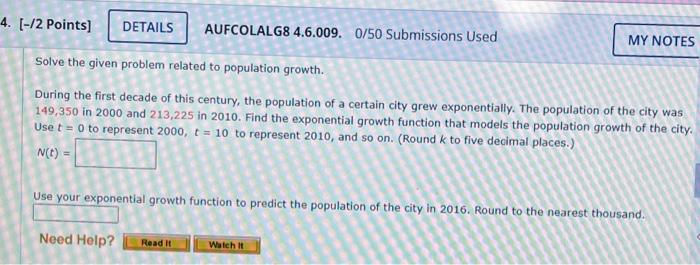 Solved Solve the given problem related to population growth. | Chegg.com