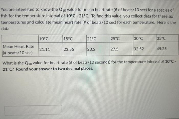 Solved You are interested to know the Q10 value for mean | Chegg.com