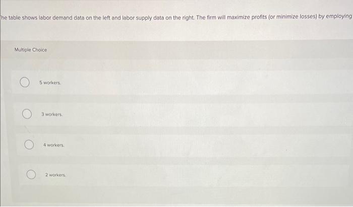 Solved The table shows iabor demand data on the left and | Chegg.com