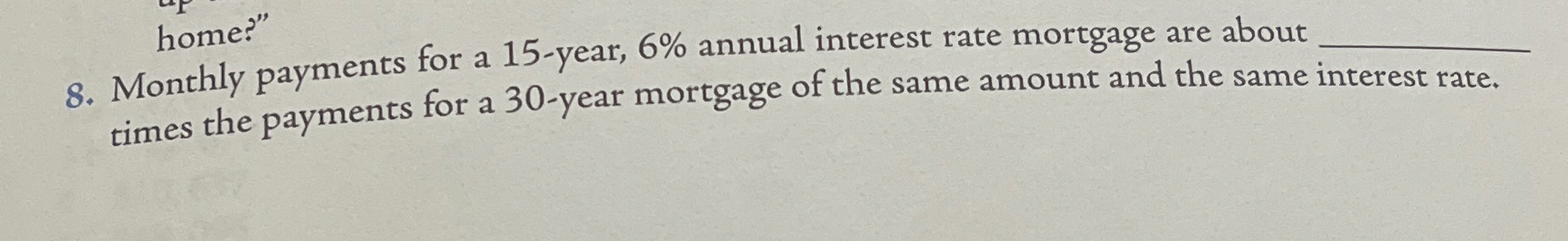 Solved Monthly payments for a 15 -year, 6% ﻿annual interest | Chegg.com