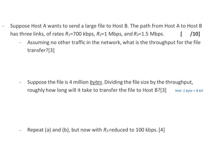 Solved Suppose Host A wants to send a large file to Host B. | Chegg.com