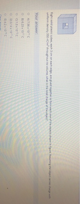 Solved Eight solid plastic cubes, each 3 cm on each edge, | Chegg.com