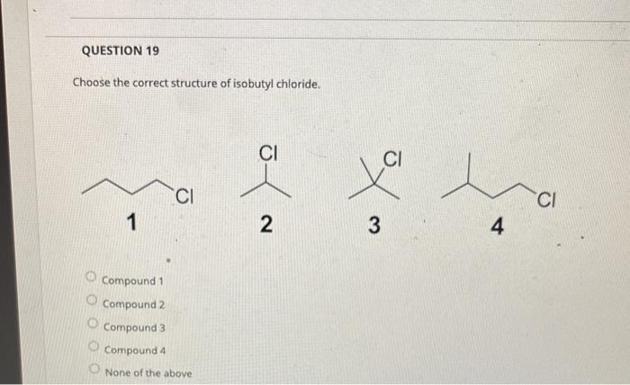 Solved QUESTION 19 Choose the correct structure of isobutyl | Chegg.com