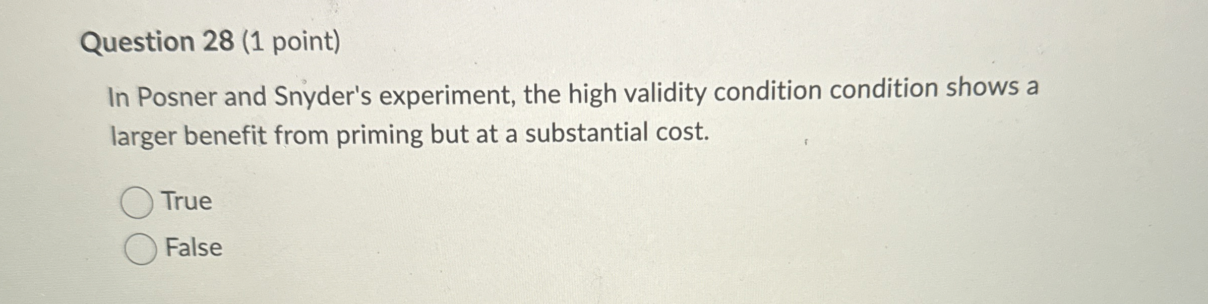 Solved Question 28 (1 ﻿point)In Posner and Snyder's | Chegg.com