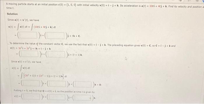 Solved A moving particle starts at an initial position | Chegg.com