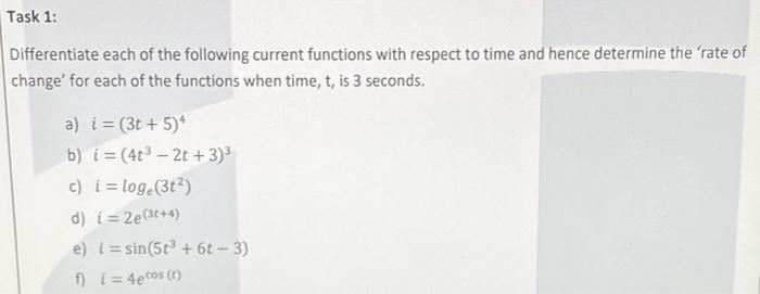 Solved Differentiate each of the following current functions | Chegg.com