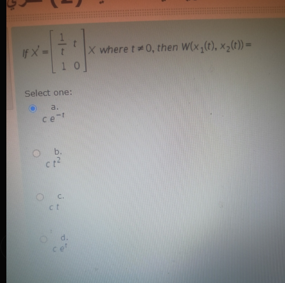 Solved If x'=[1tt10]× ﻿where t≠0, ﻿then | Chegg.com