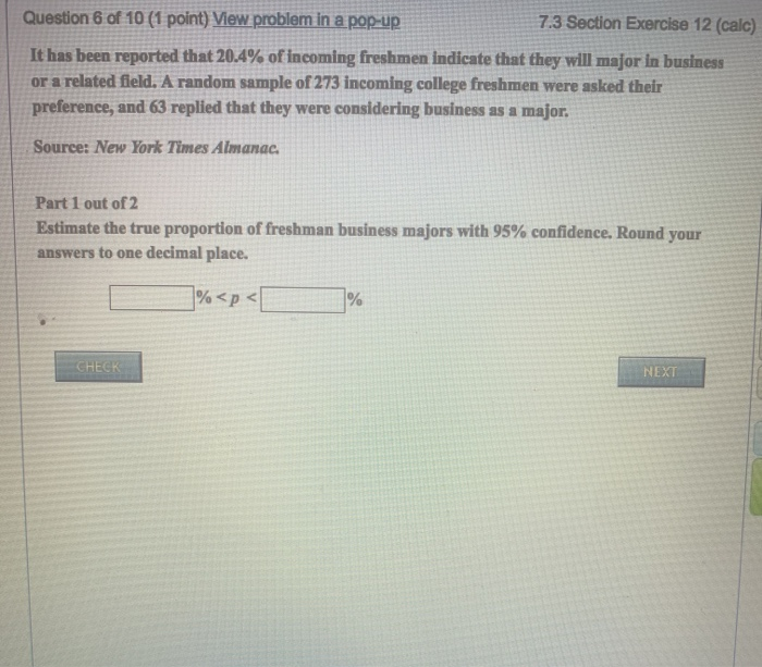 Solved Question 6 of 10 (1 point) View problem in a pop-up | Chegg.com