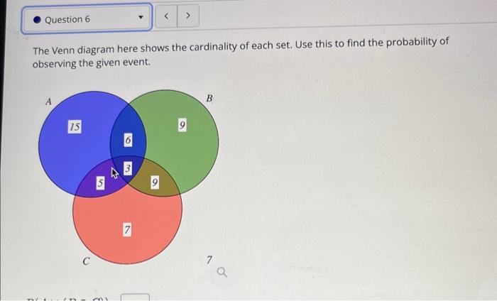 Solved The Venn diagram here shows the cardinality of each | Chegg.com