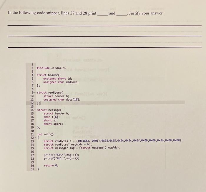 Solved Ubuntu Code. Please help show what line 27 and 28 | Chegg.com