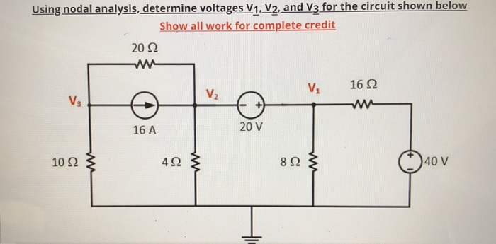 Solved Using nodal analysis, determine voltages V1, V2, and | Chegg.com