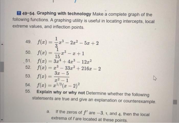 Solved II 49-54. Graphing with technology Make a complete | Chegg.com