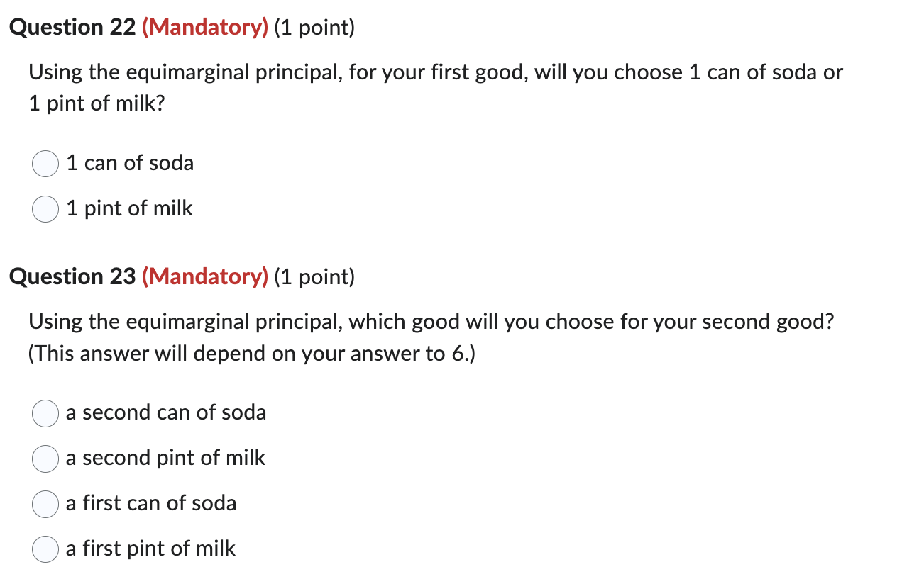 Solved Question 18 (Mandatory) (1 ﻿point)Use the following | Chegg.com