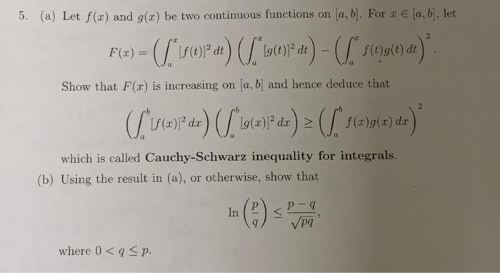 Solved (a) Let f(x) and g(x) be two continuous functions on | Chegg.com