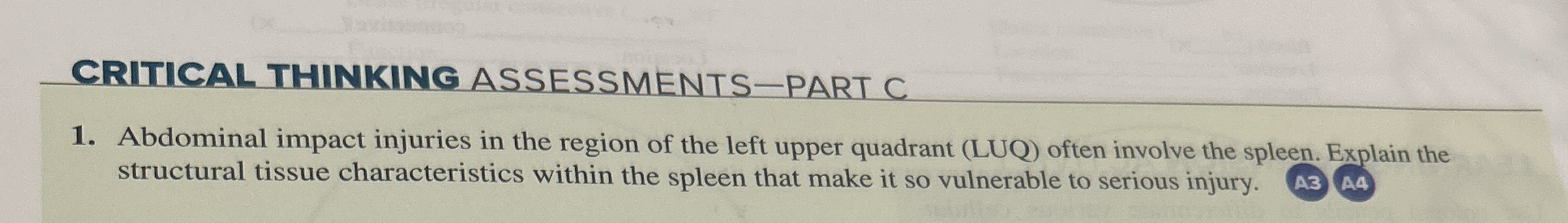 Solved CRITICAL THINKING ASSESSMENTS-PART CAbdominal impact | Chegg.com