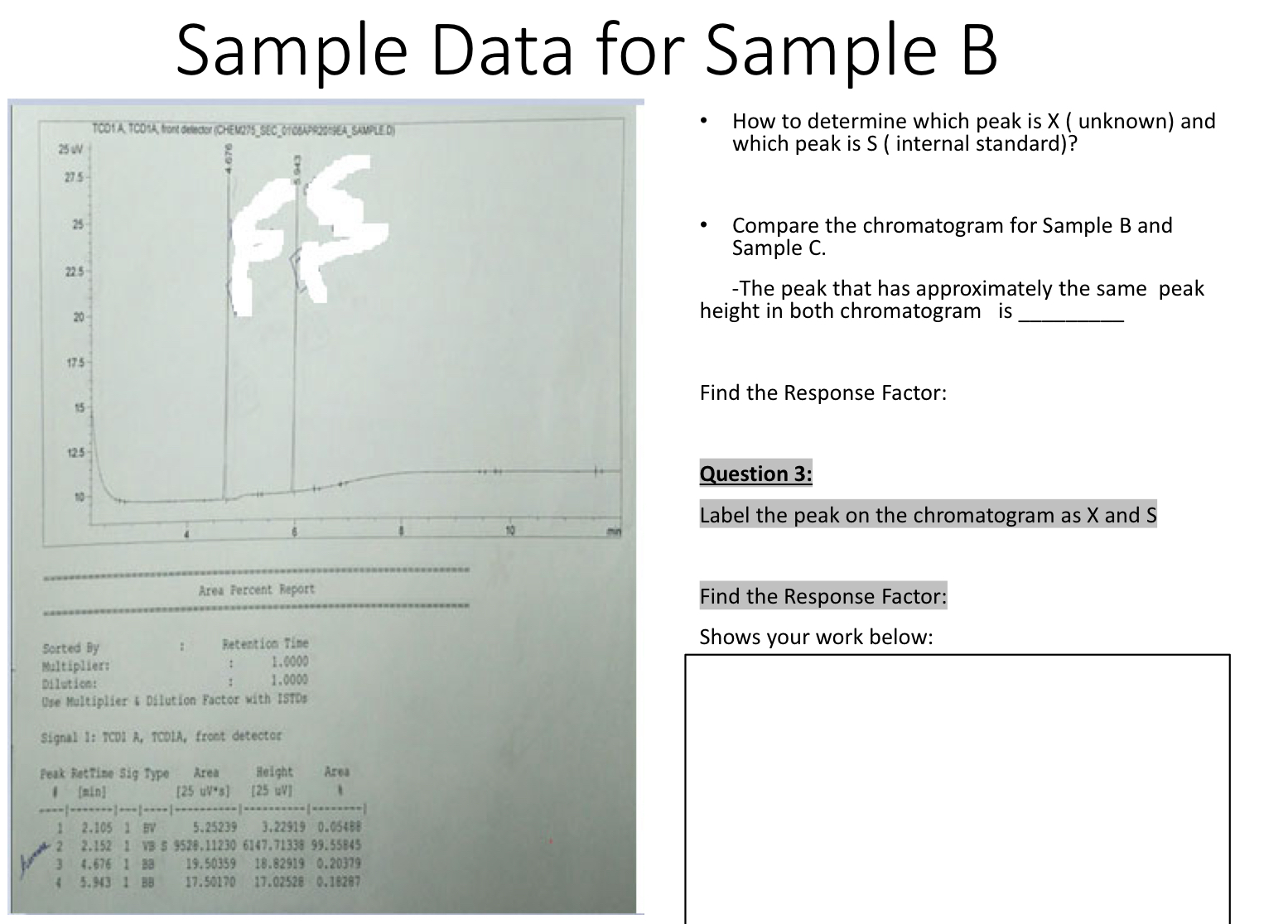 Sample Data for Sample BHow to determine which peak | Chegg.com