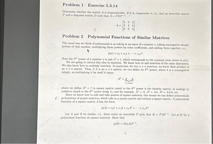 Solved Problem 1 Exercise 5.3.14 Determine whether the | Chegg.com