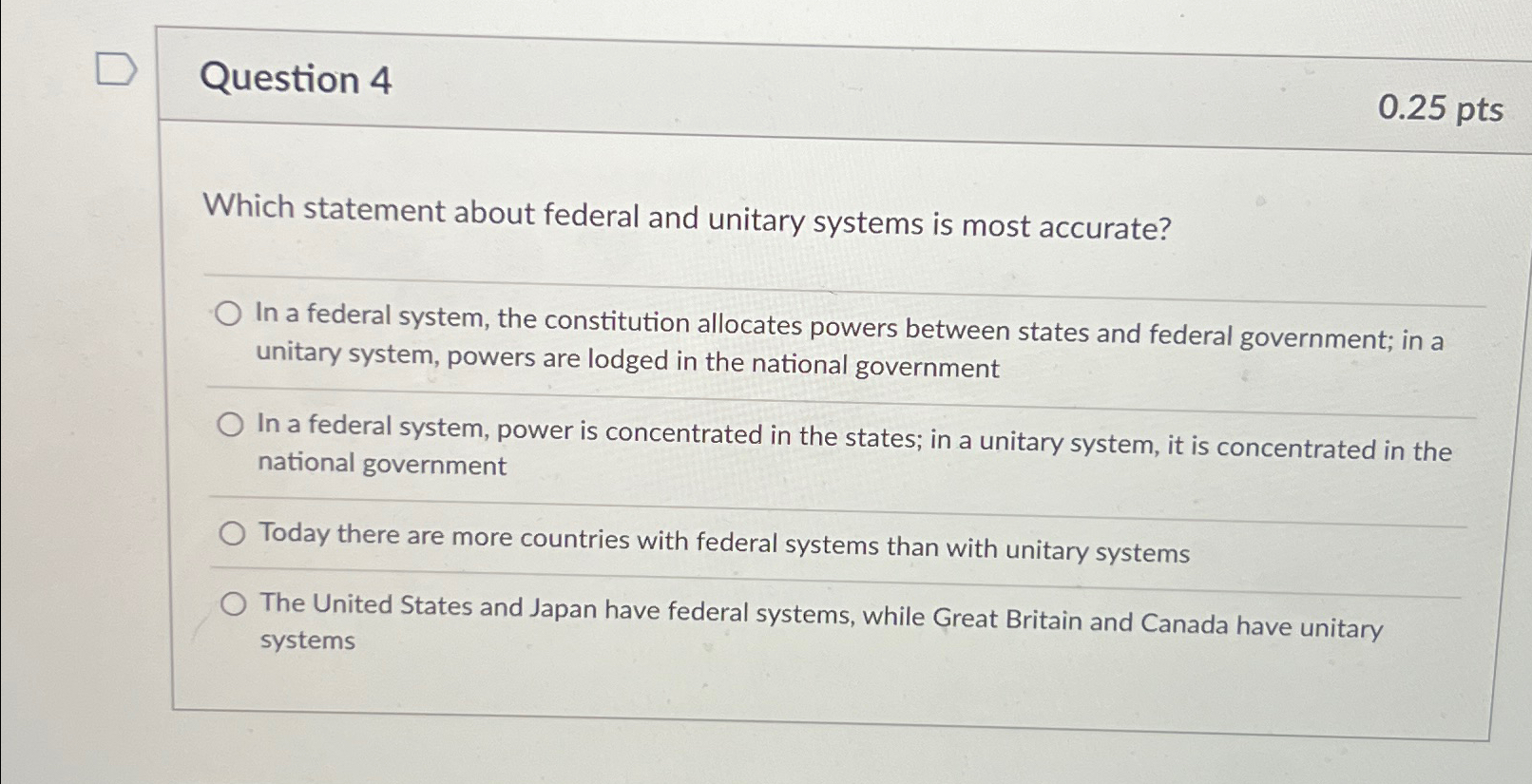 Solved Question 40.25 ﻿ptsWhich statement about federal and | Chegg.com