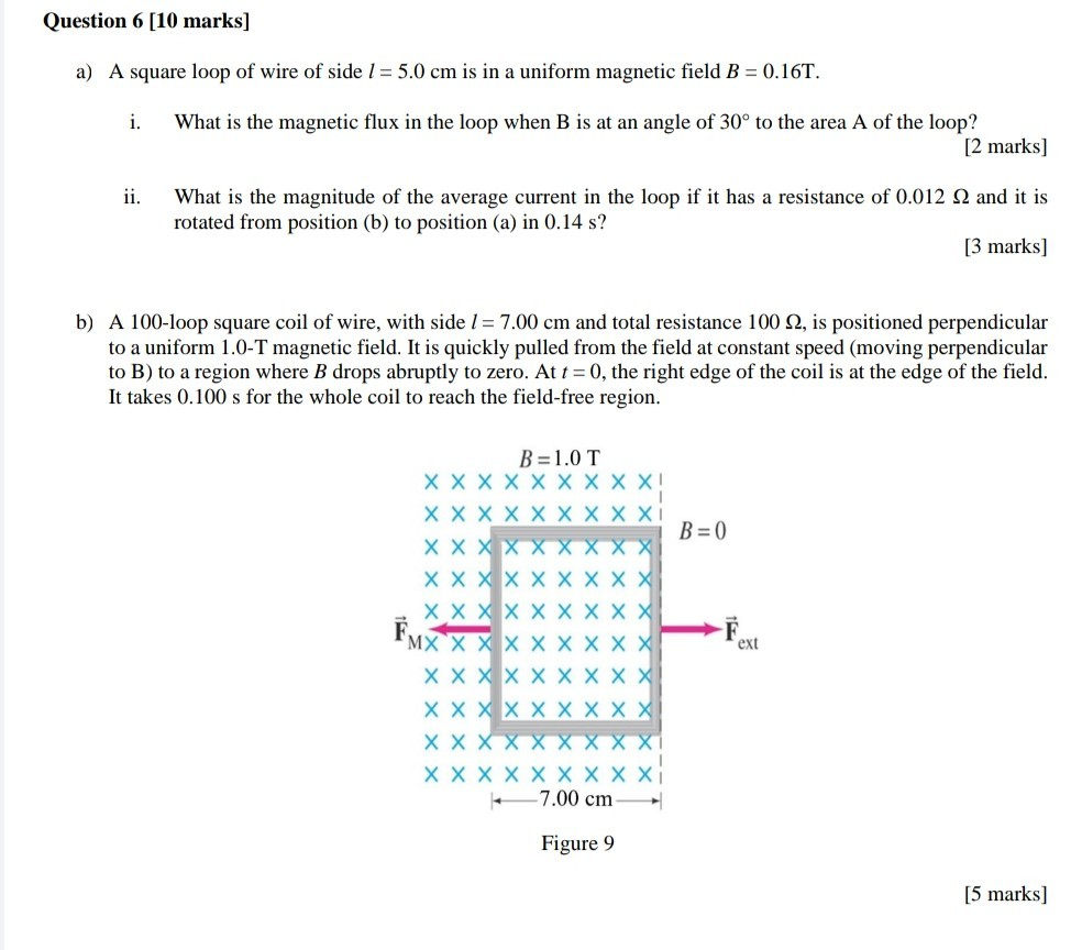 Solved Question 6 [10 marks] a) A square loop of wire of | Chegg.com