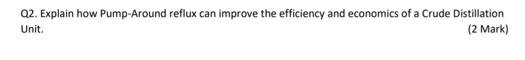 Solved Q2. Explain how Pump-Around reflux can improve the | Chegg.com