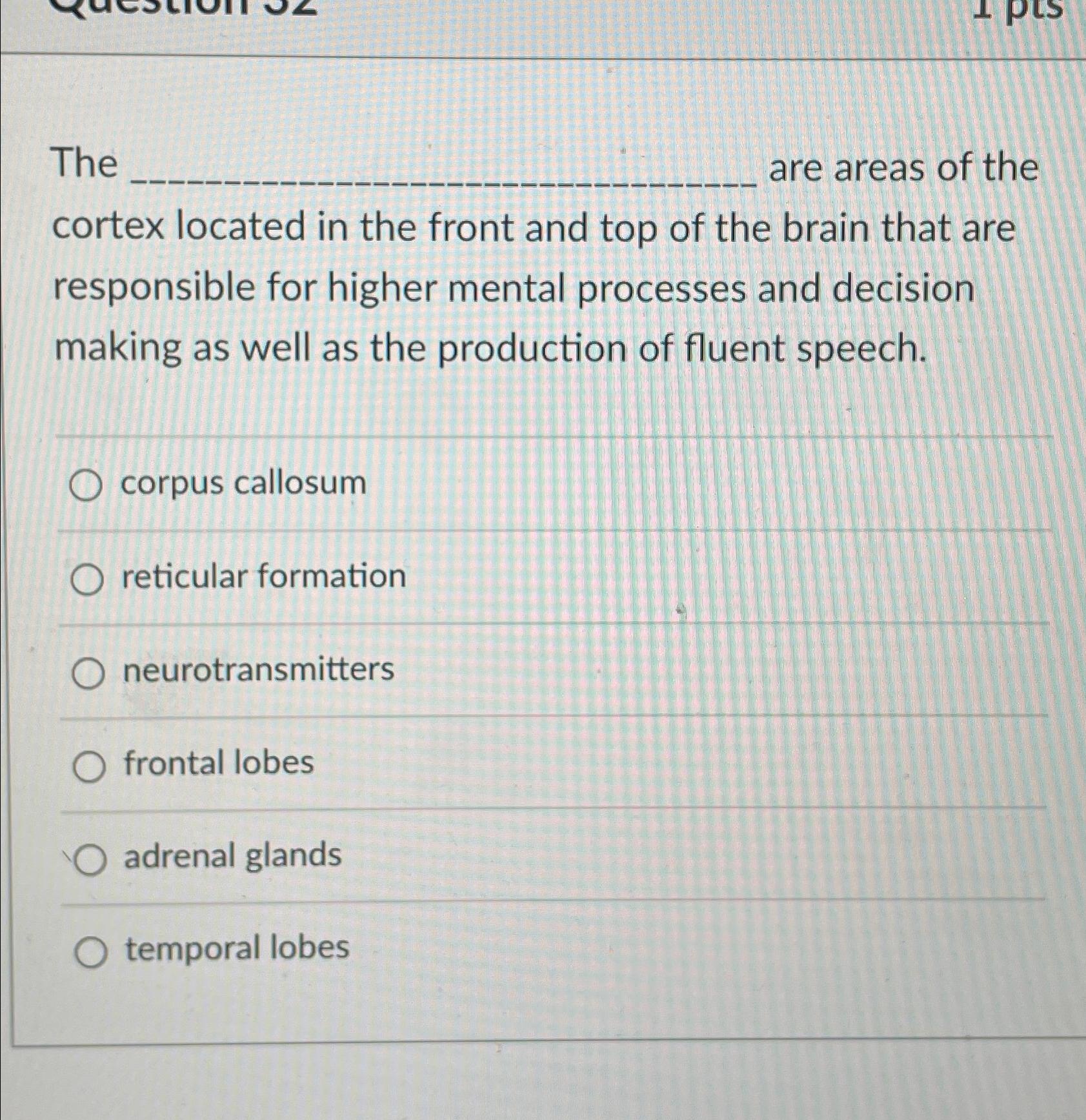 Solved The are areas of the cortex located in the front and | Chegg.com