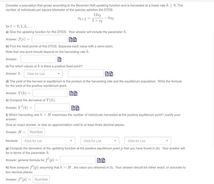 Solved Consider a population that grows according to the | Chegg.com
