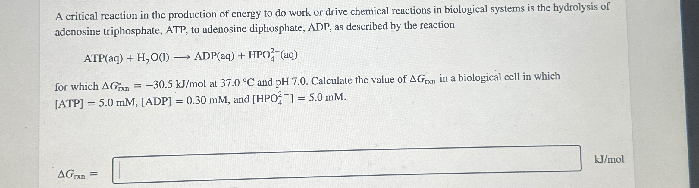 Solved A critical reaction in the production of energy to do | Chegg.com