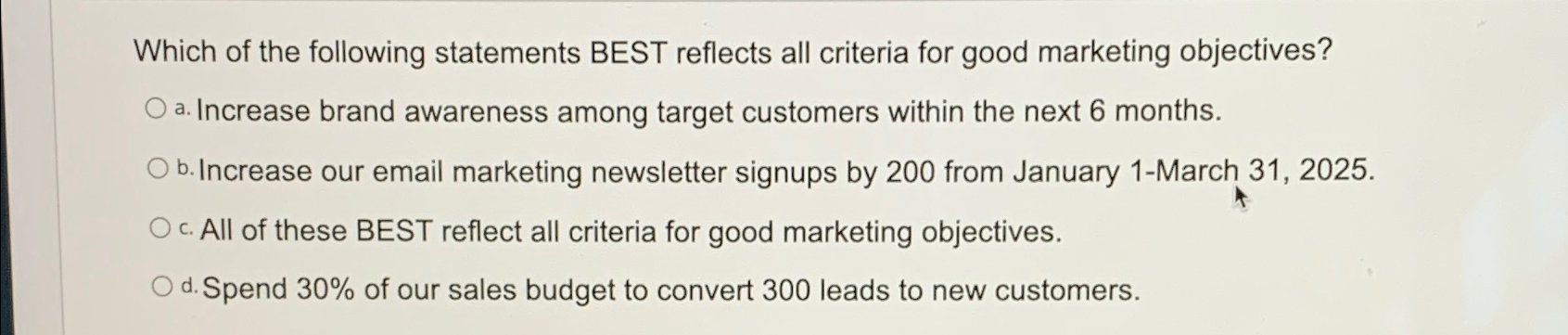 Solved Which of the following statements BEST reflects all | Chegg.com