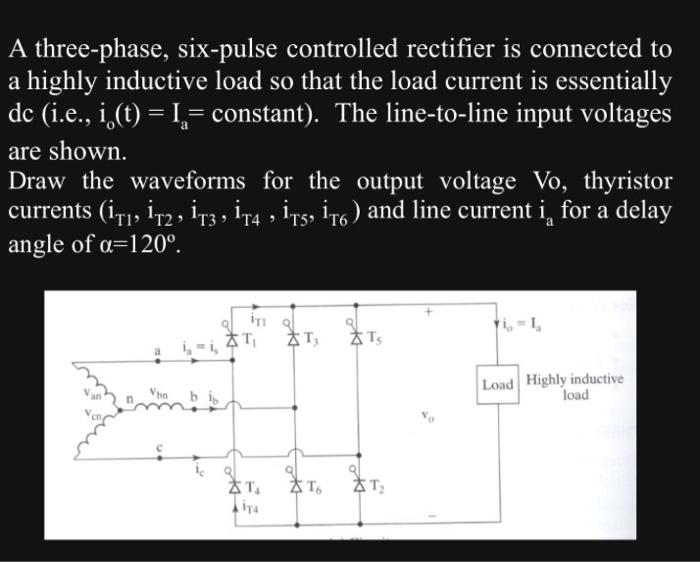 Solved A three-phase, six-pulse controlled rectifier is | Chegg.com Solved A three-phase, six-pulse controlled rectifier is | Chegg.com