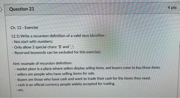 Solved Ch. 12 - Exercise 12.1) Write a recursion definition | Chegg.com