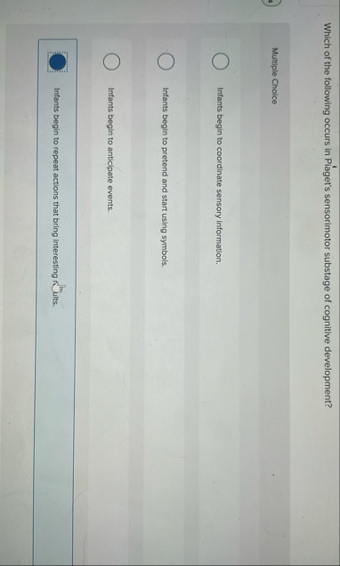 Solved Which of the following occurs in Plaget's | Chegg.com