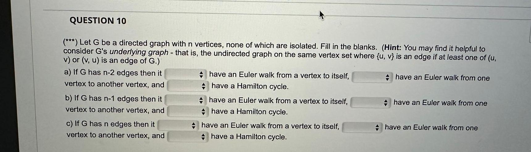 Solved (⋆⋆⋆) Let G be a directed graph with n vertices, none | Chegg.com