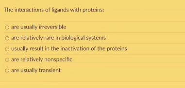 Solved The interactions of ligands with proteins: are | Chegg.com
