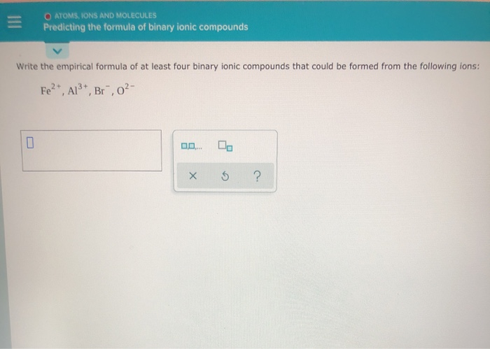 Solved O ATOMS, IONS AND MOLECULES Predicting the formula of | Chegg.com