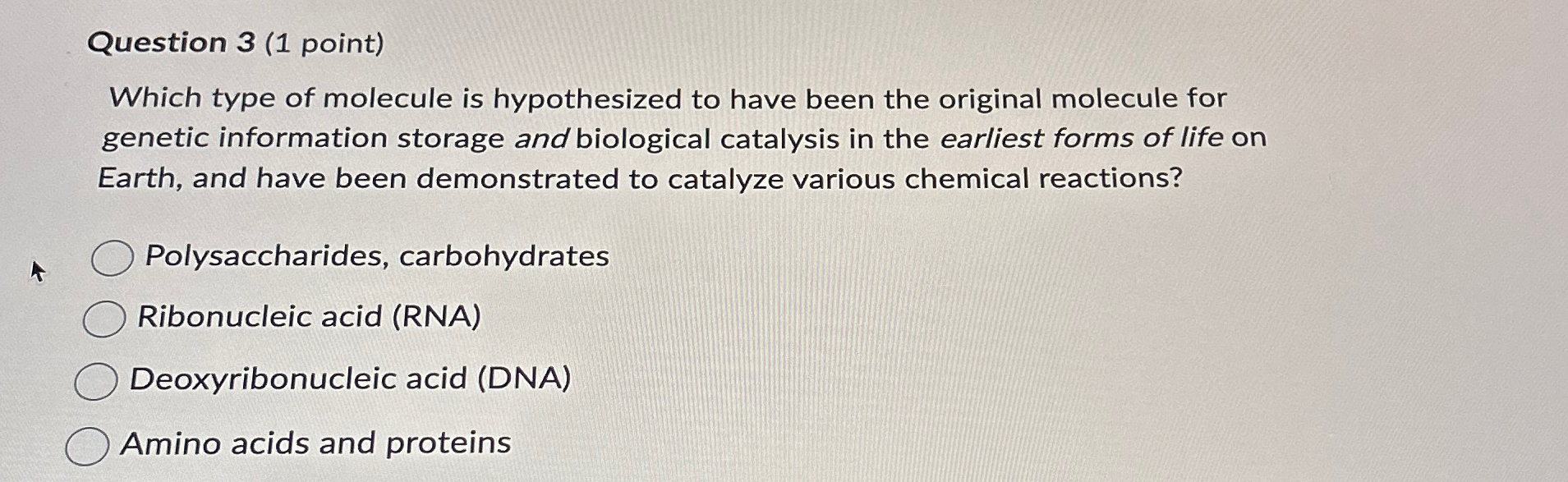Solved Question 3 (1 ﻿point)Which type of molecule is | Chegg.com