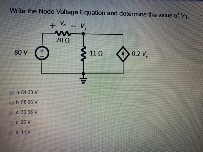 Solved Write the Node Voltage Equation and determine the | Chegg.com